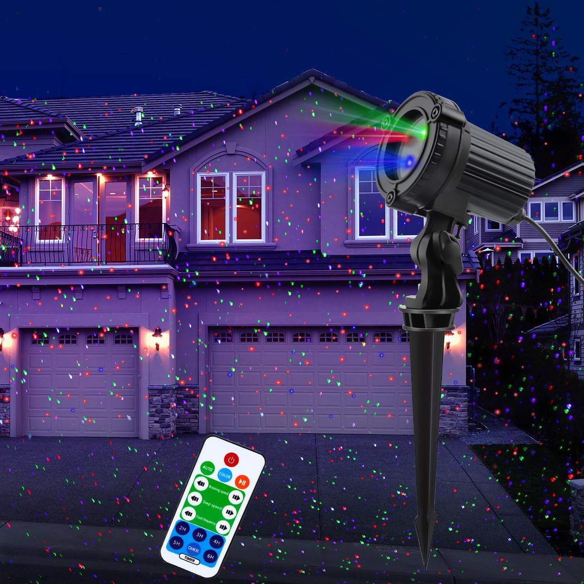 Garden Lights Star Christmas Projector Mobile Firefly Light LED Red ...