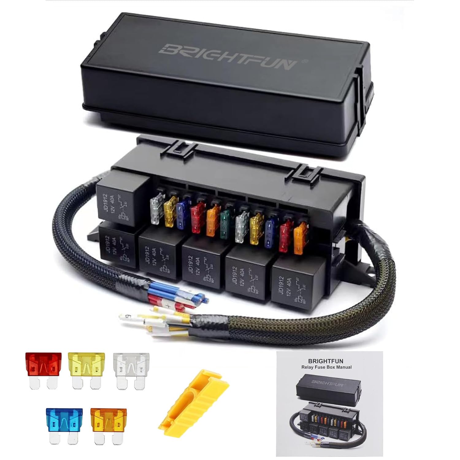 Amazon.com: BRIGHTFUN 12 V Relay Fuse Box Block with 6 Slot 4 Pin ...