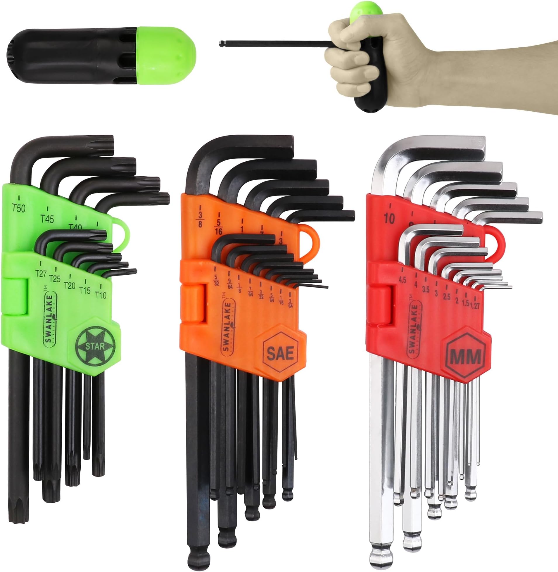 LEXIVON Master Wrench Key Set, 35-Piece Long Arm Ball End Hex Keys | 3 ...