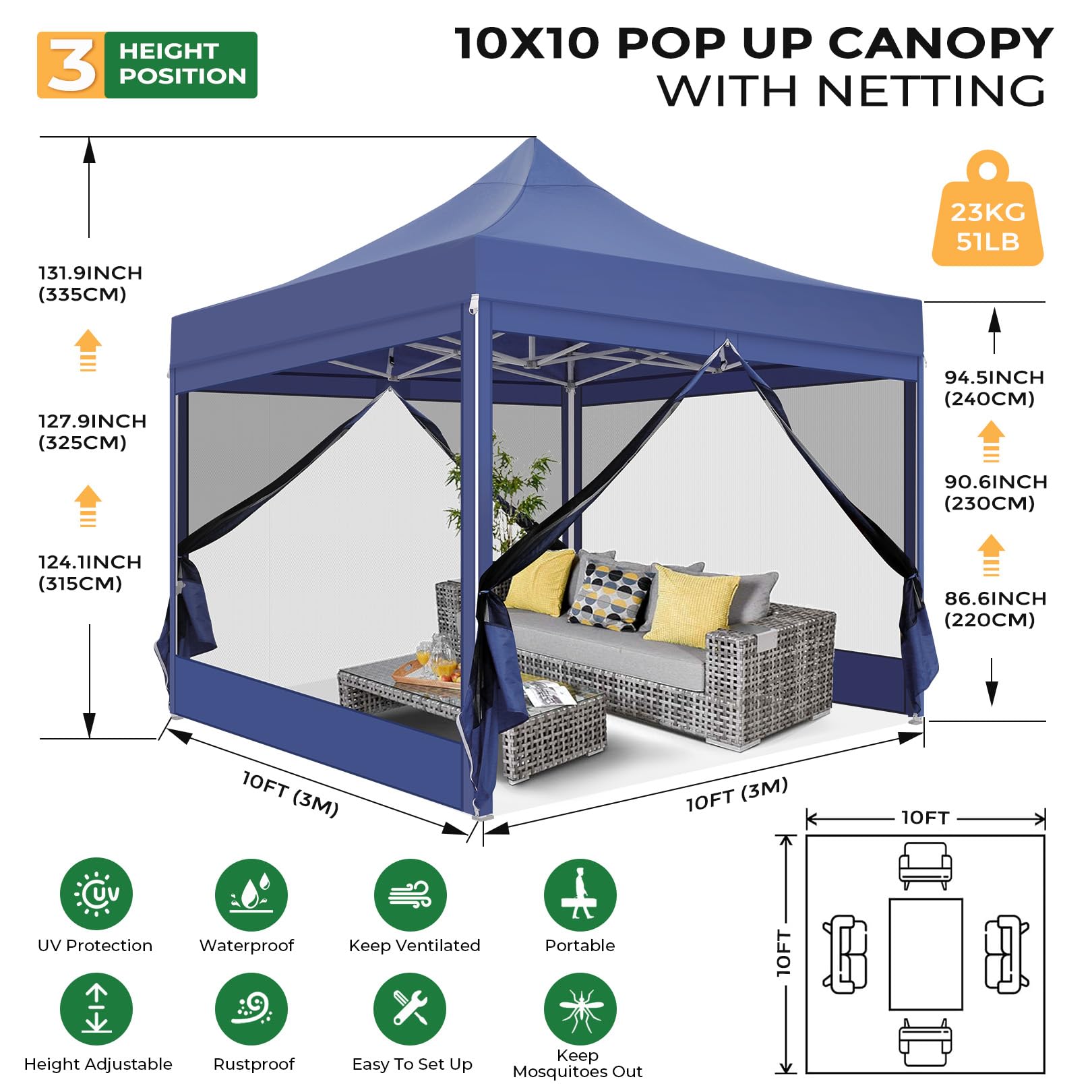 Snapklik.com : COBIZI 10x10 Heavy Duty Pop Up Canopy Tent