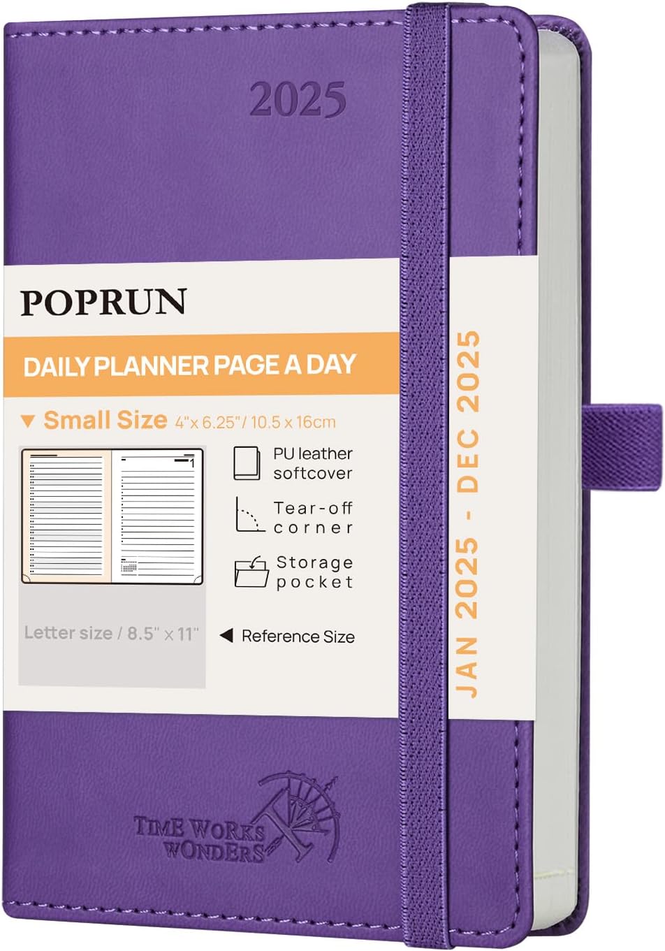 POPRUN A6 Day to Page Diary 2025 Soft Cover Pocket Daily 25 Planner A ...