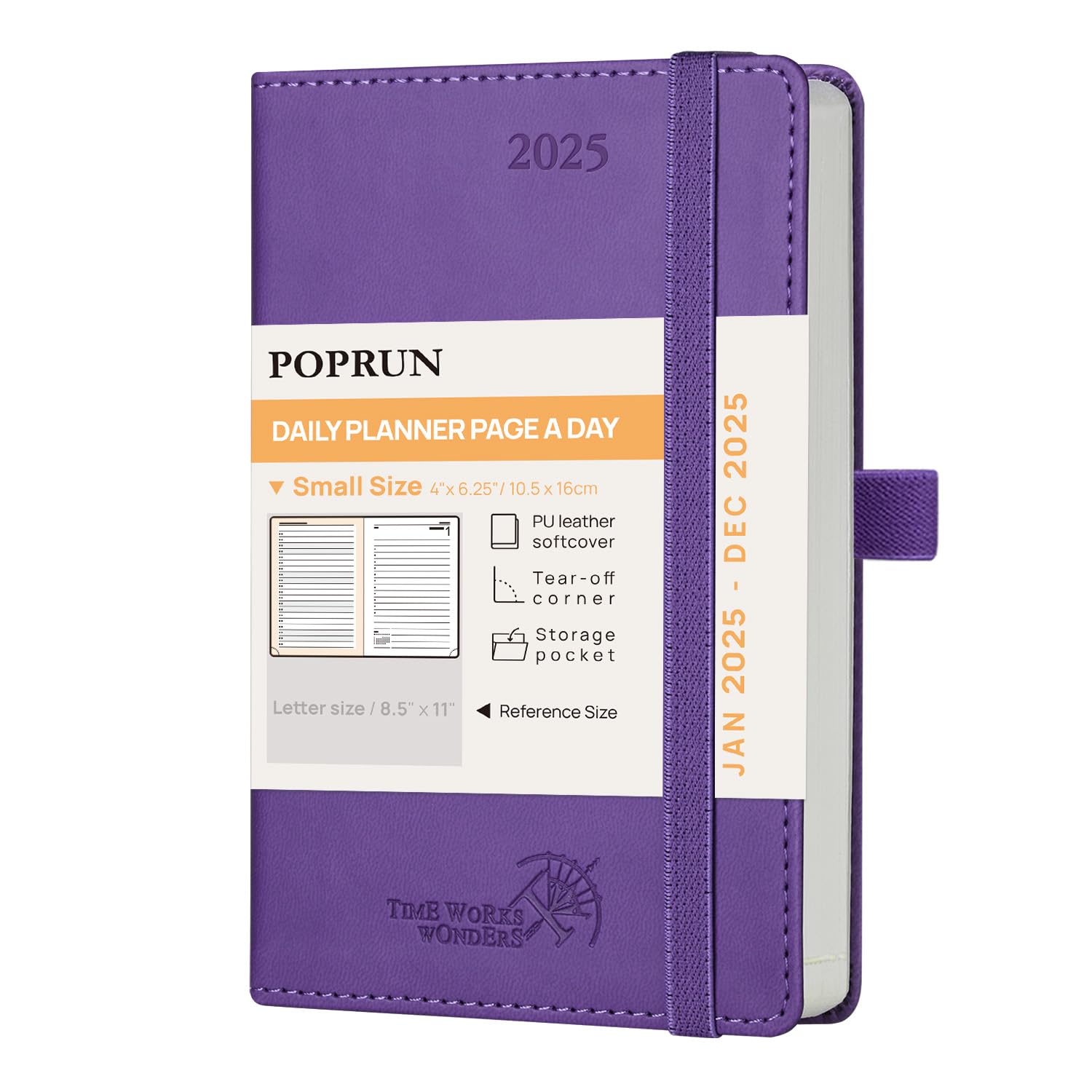 POPRUN A6 Day to Page Diary 2025 Soft Cover Pocket Daily 25 Planner A ...