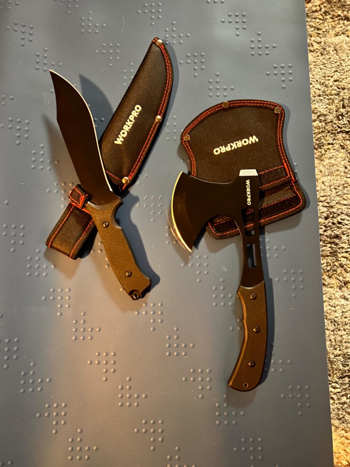 Amazon.com : WORKPRO Hunting Knife and Hatchet Axe Combo Set - Full ...