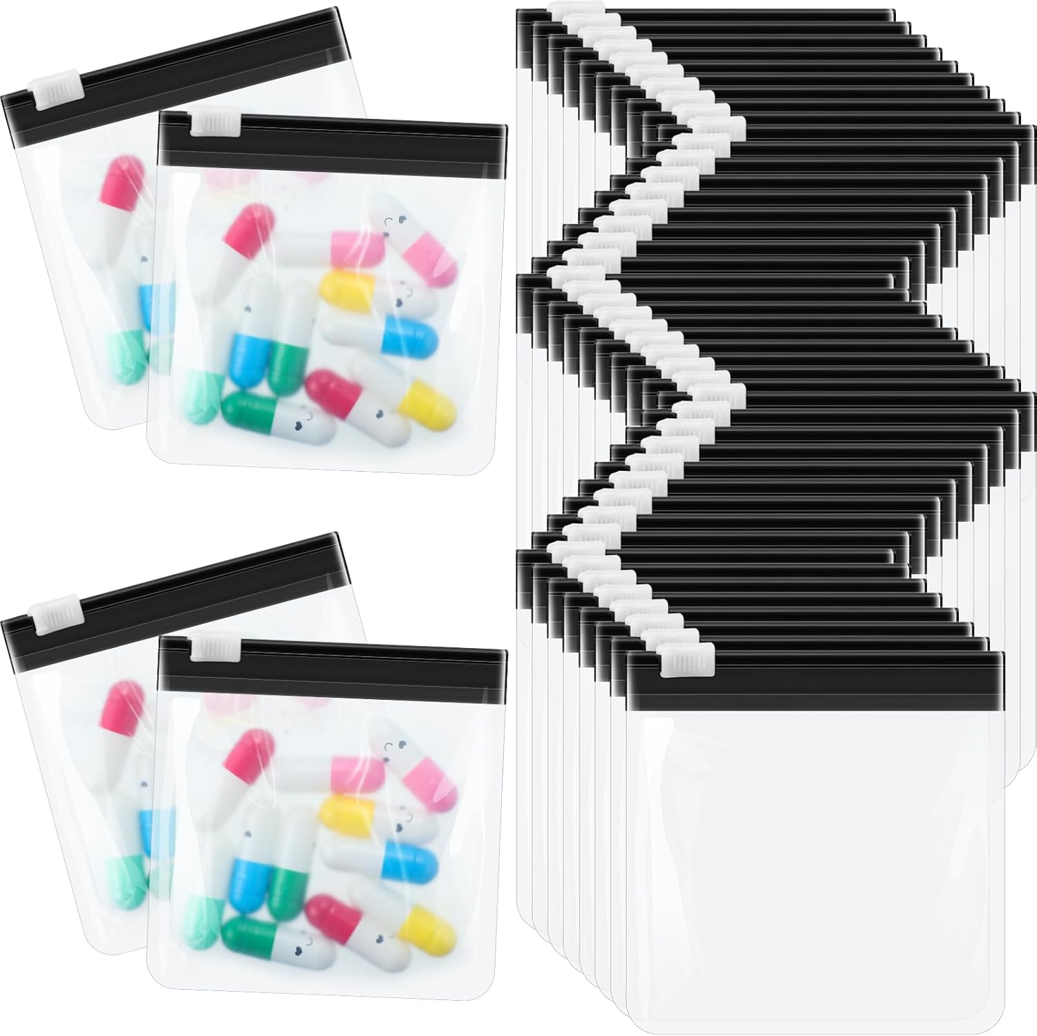 Amazon.com: 48 Pieces Pill Pouch Bags Zippered Pill Pouch Set Reusable ...