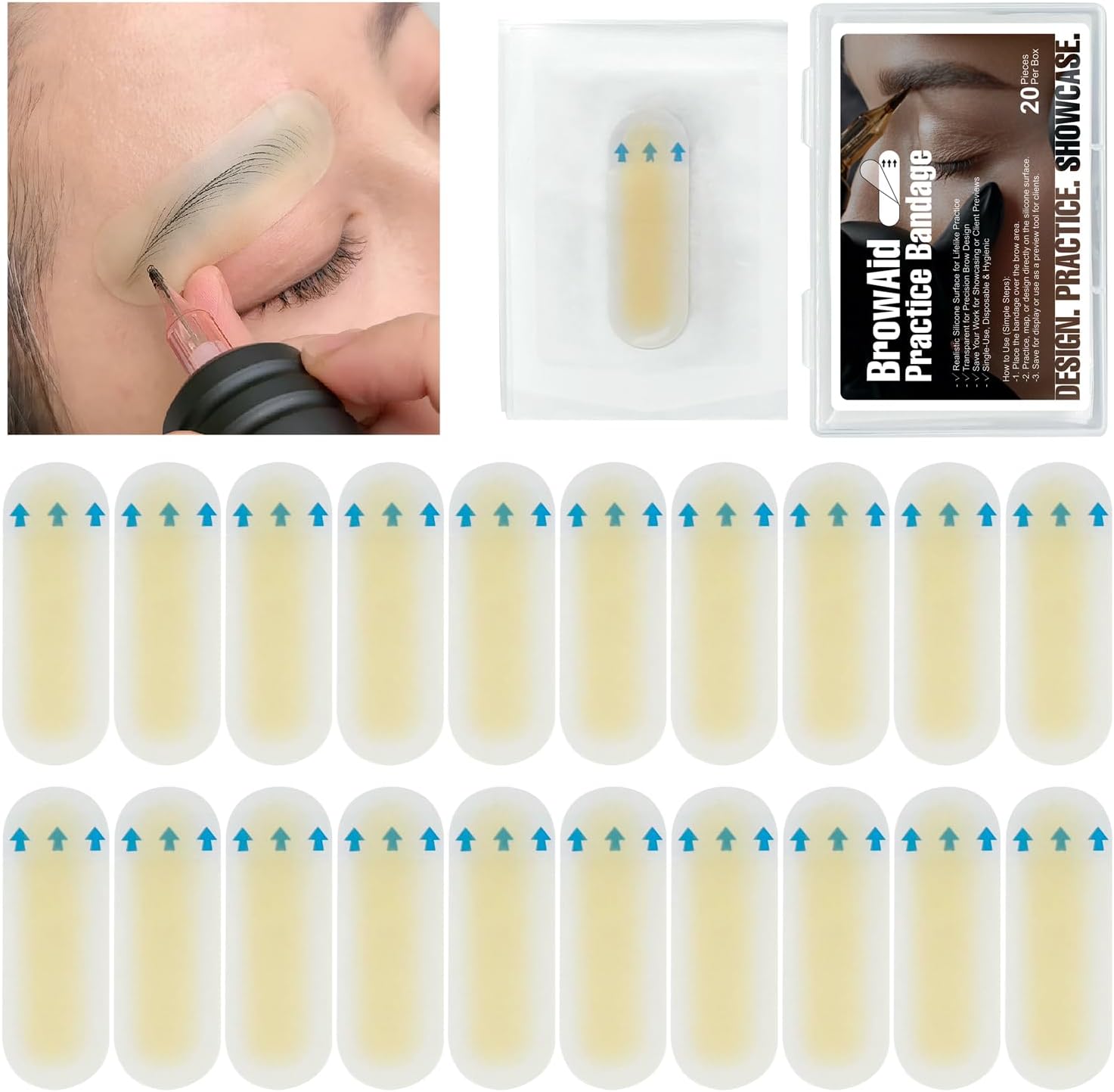 Amazon.com : BrowAid Practice Bandage Realistic Practice Eyebrow Tattoo ...