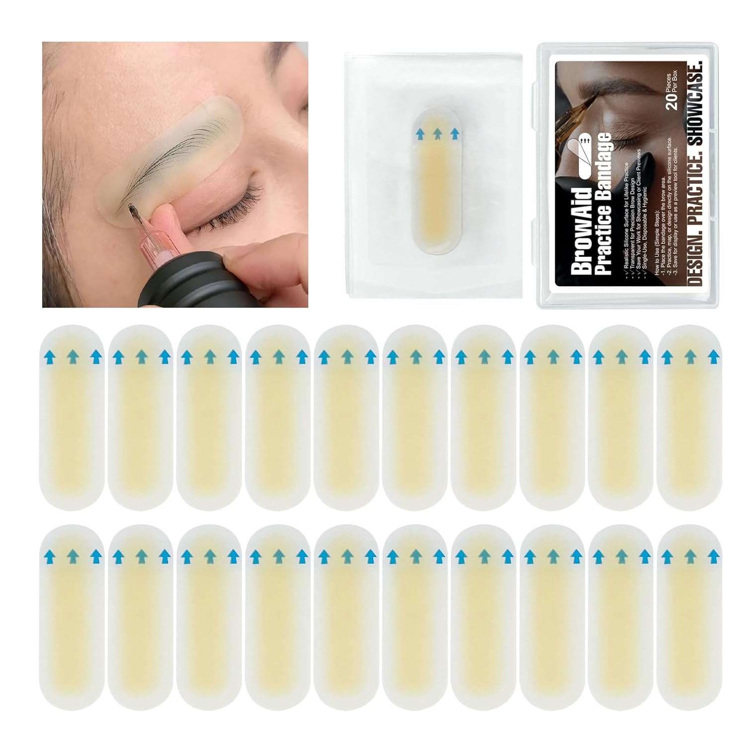 Amazon.com : BrowAid Practice Bandage Realistic Practice Eyebrow Tattoo ...