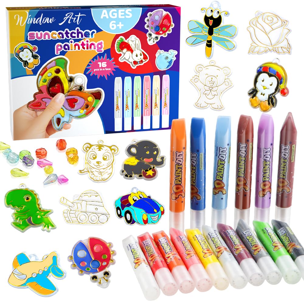 Amazon.com: SVECKE Suncatcher Painting for Kids, Create Your Colorful ...