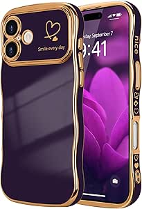 Amazon.com: LCHULLE for iPhone 16 Plus Case for Women Girls, Cute Wave Frame Curly Shape with ...