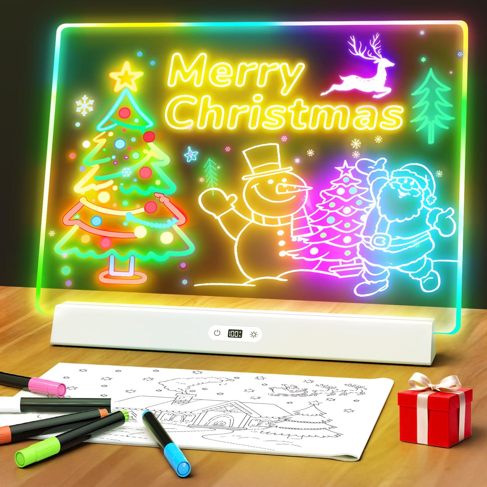 Portable LED Note Board with Colors, Rechargeable 16-inch 7 Light ...