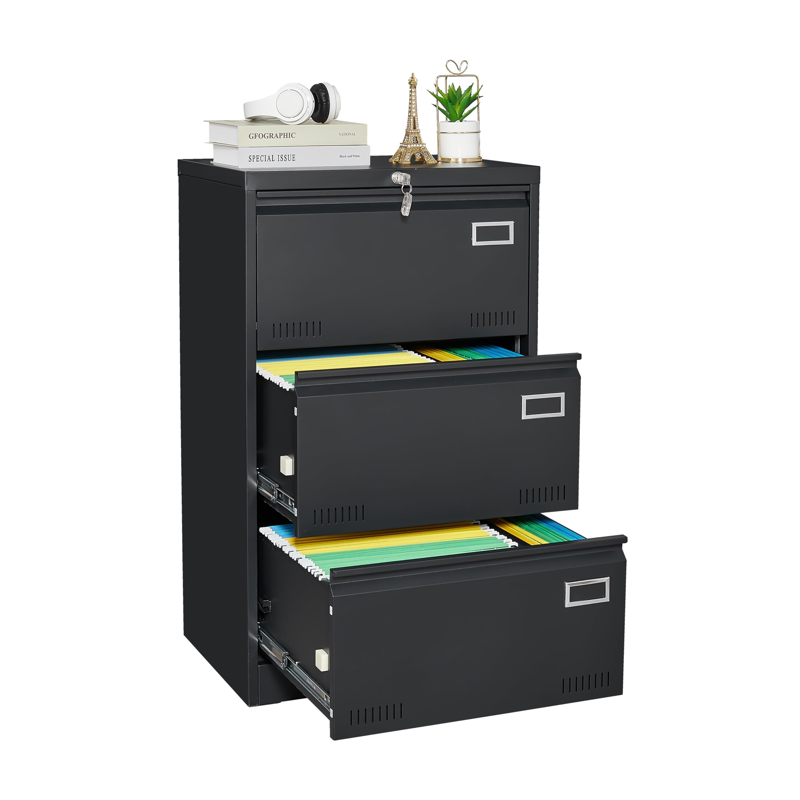 Amazon.com: AOPNOMU Contemporary Filing Cabinet, Lockable Office Drawer ...