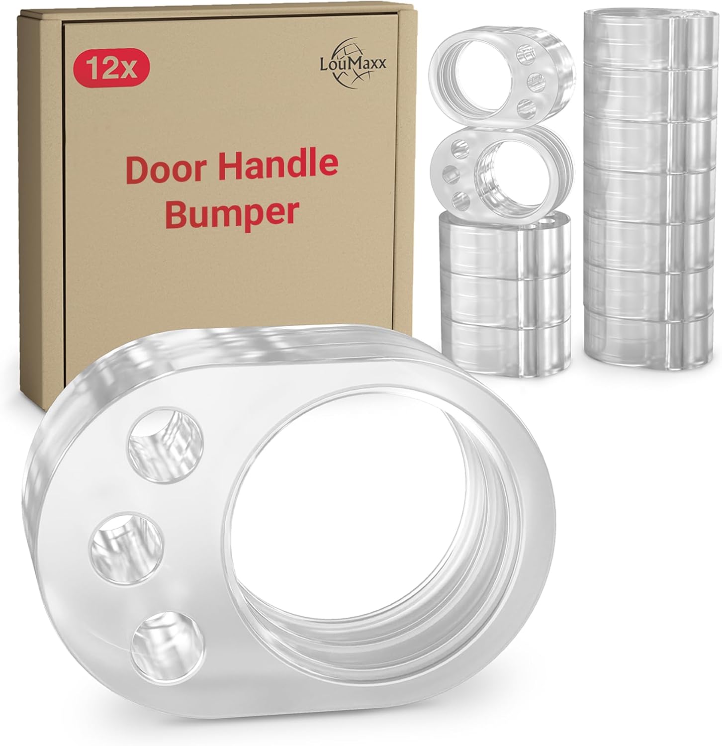 LouMaxx Door Handle Stopper – 12-Pack Transparent Door Handle Bumpers ...