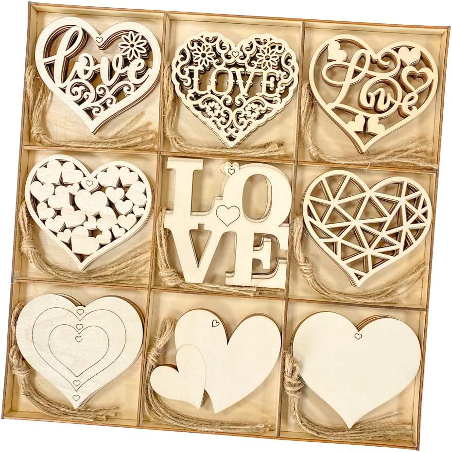 Amazon.com: 1.5 Inch Wood Hearts for Crafts, Unfinished Wooden Heart ...