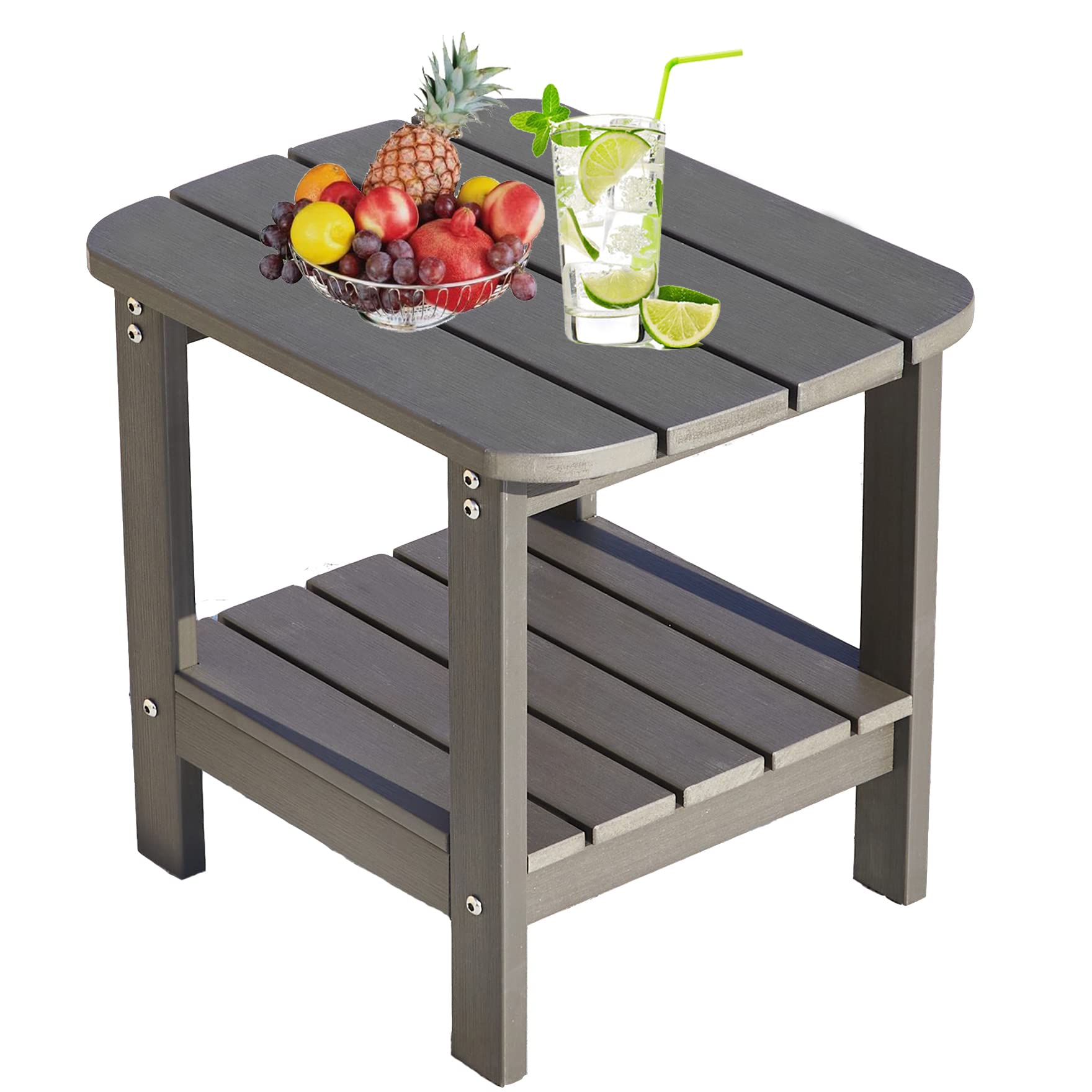 HaiZR Outdoor Adirondack Side Table - Double Tier Patio Outdoor End ...