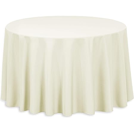 Amazon.com: LTC LINENS Ivory 132 in. Round Polyester Tablecloth : Home ...