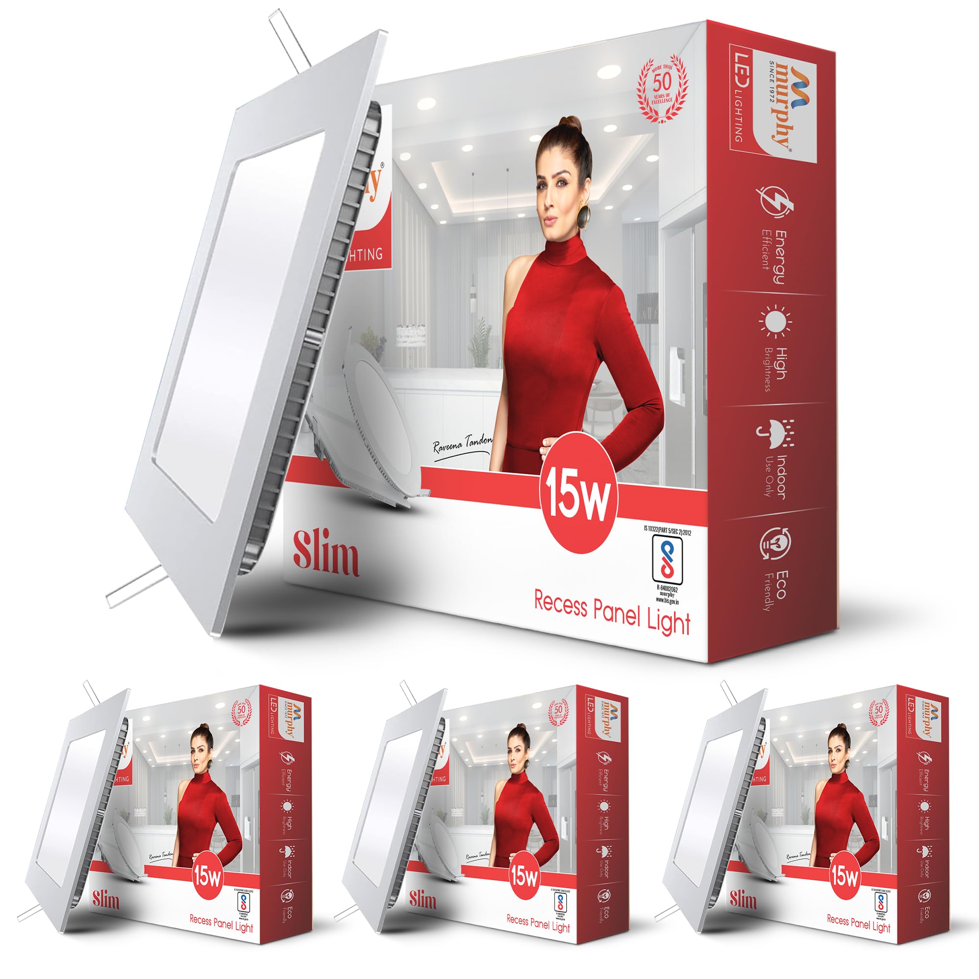 Murphy Aluminium 15-Watts Slim Square Led Panel Ceiling Light (Cool ...