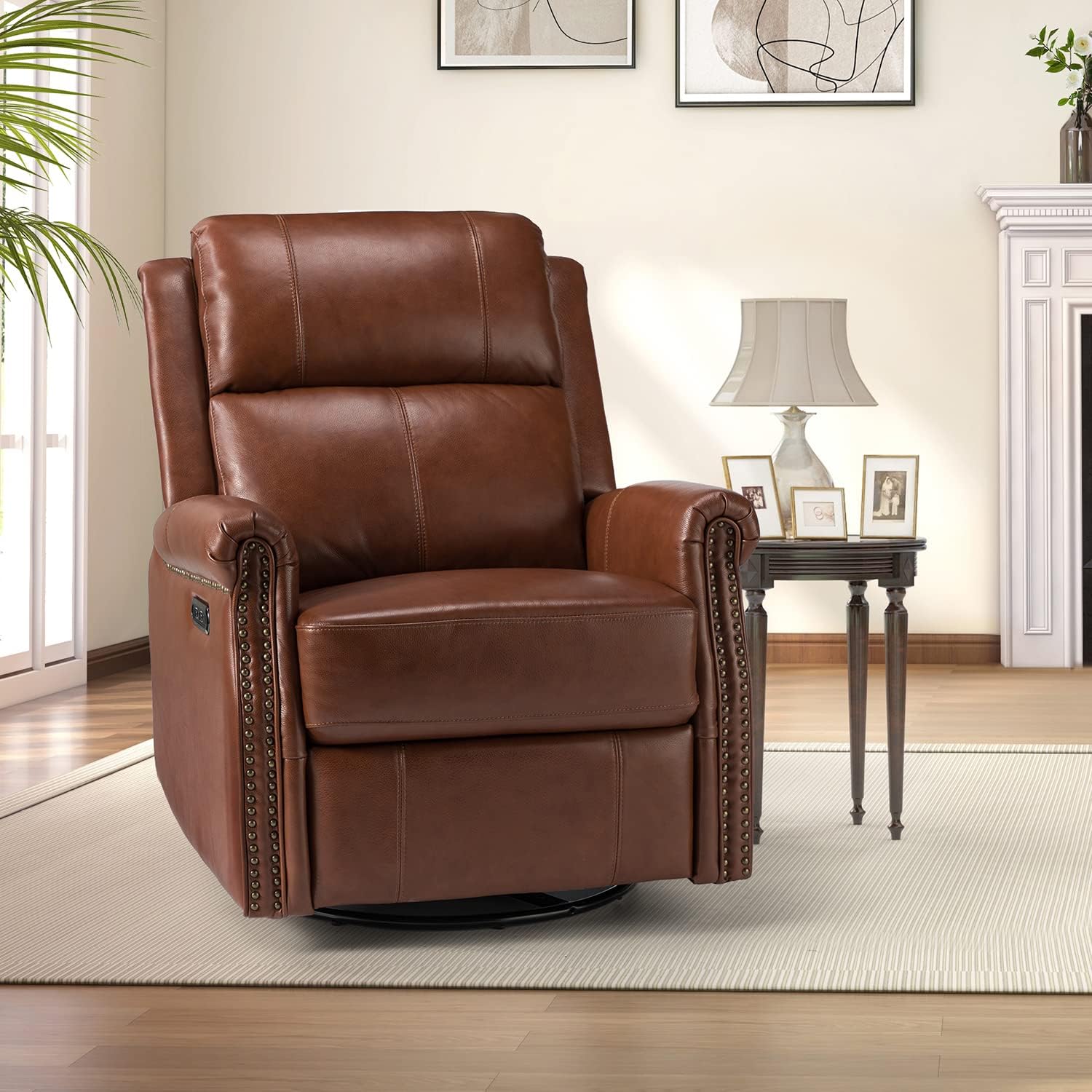 Amazon.com: HULALA HOME Genuine Leather Power Recliner Chairs Set of 2 ...
