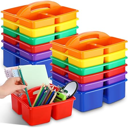 Amazon.com: Tanlade 12 Pieces Colorful Portable Plastic Storage Caddy ...