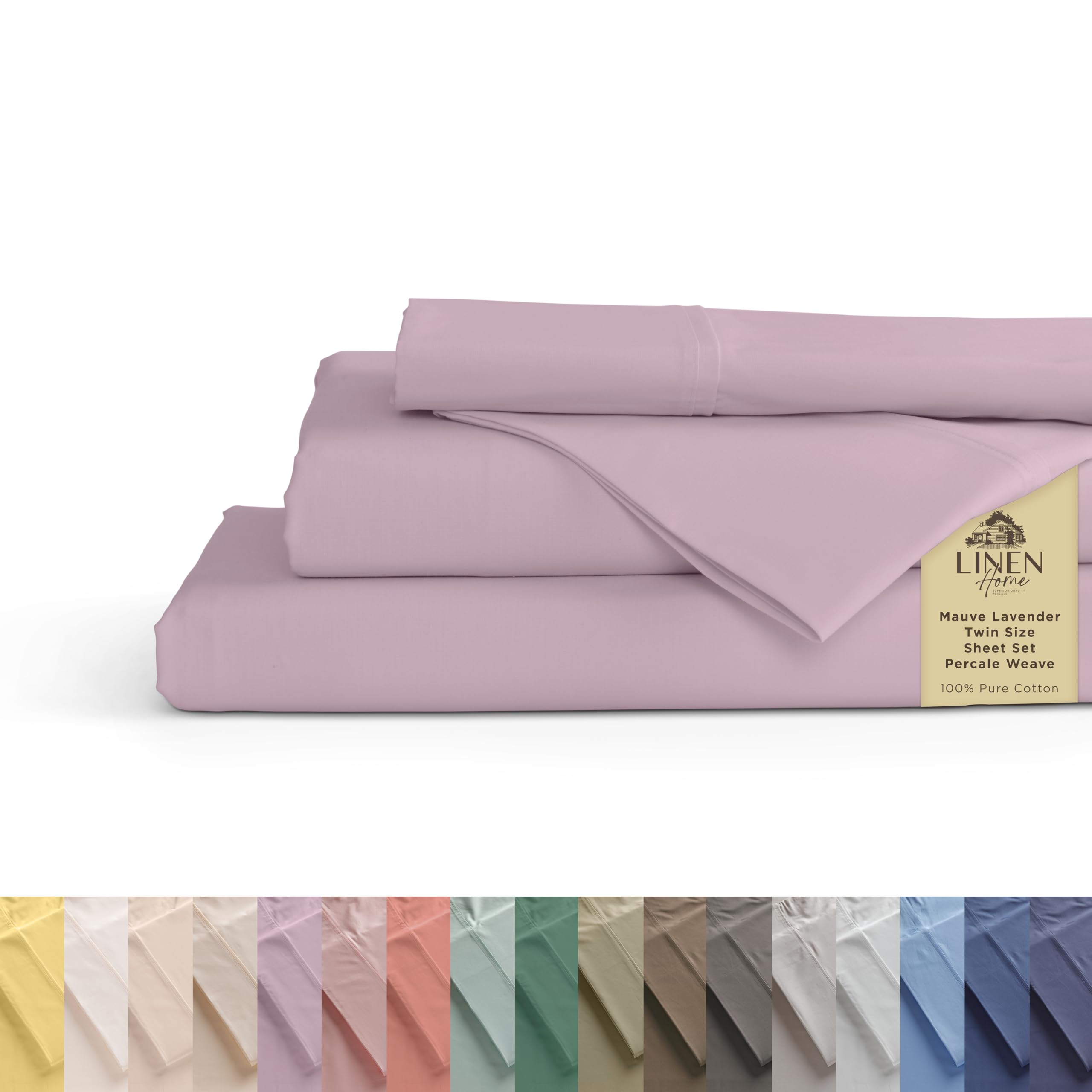 Amazon.com: 100% Cotton Percale Sheets Twin Size,Mauve Lavender, Deep ...