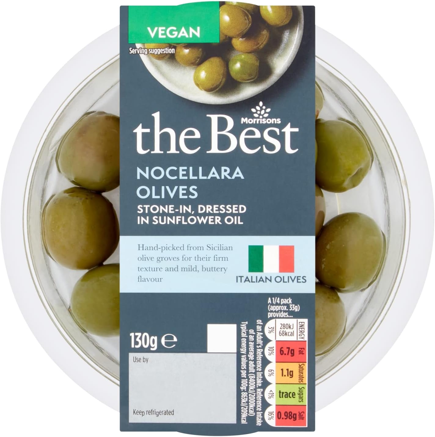 Morrisons The Best Pitted Nocellara Olives, 130g : Amazon.co.uk: Grocery