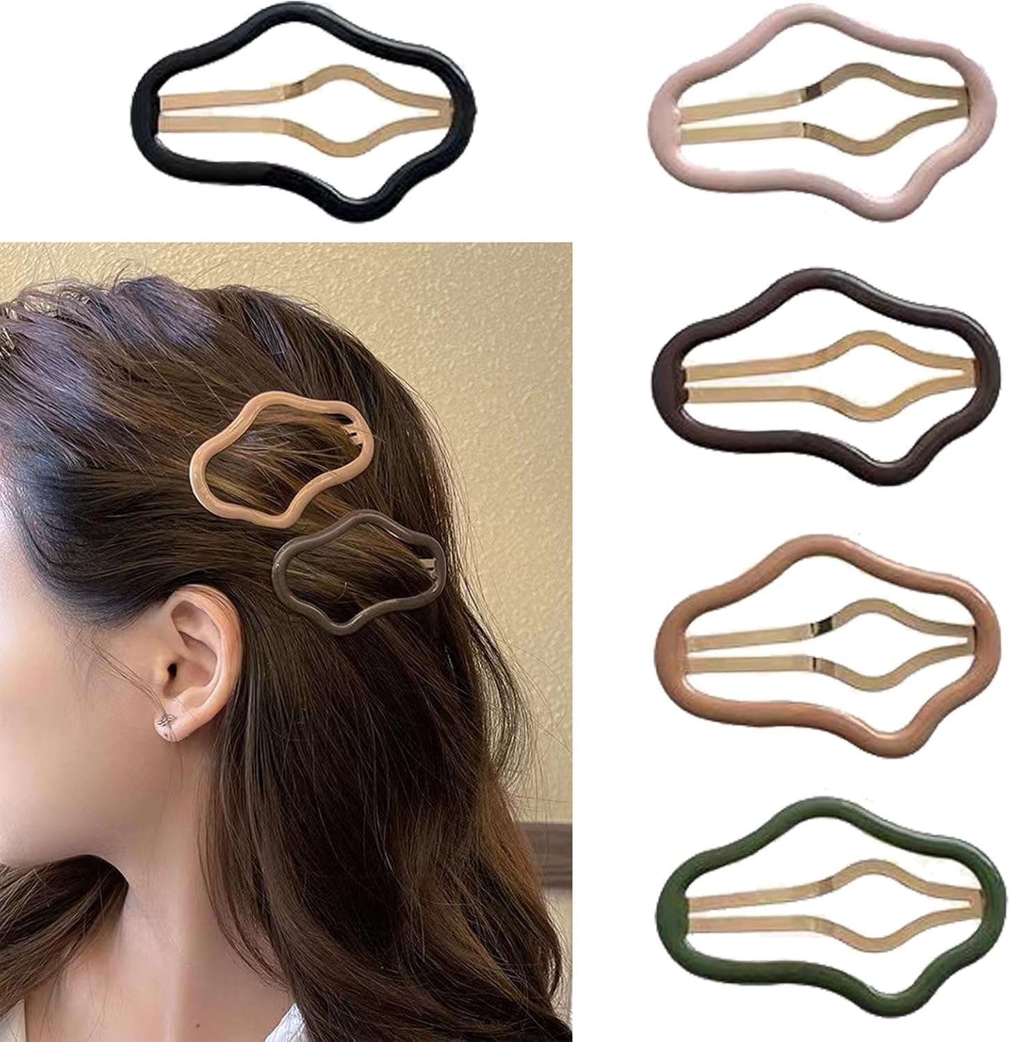 Hair Barrettes for Women,5 Pcs Metal Snap Hair Clips Cute Candy Hair ...