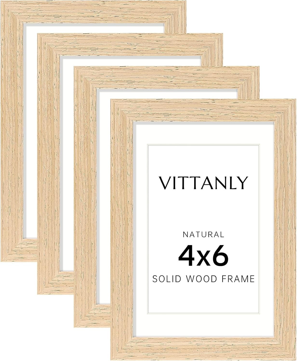 Amazon.com - Vittanly 4x6 Picture Frame with Plexiglass set of 4, Solid ...