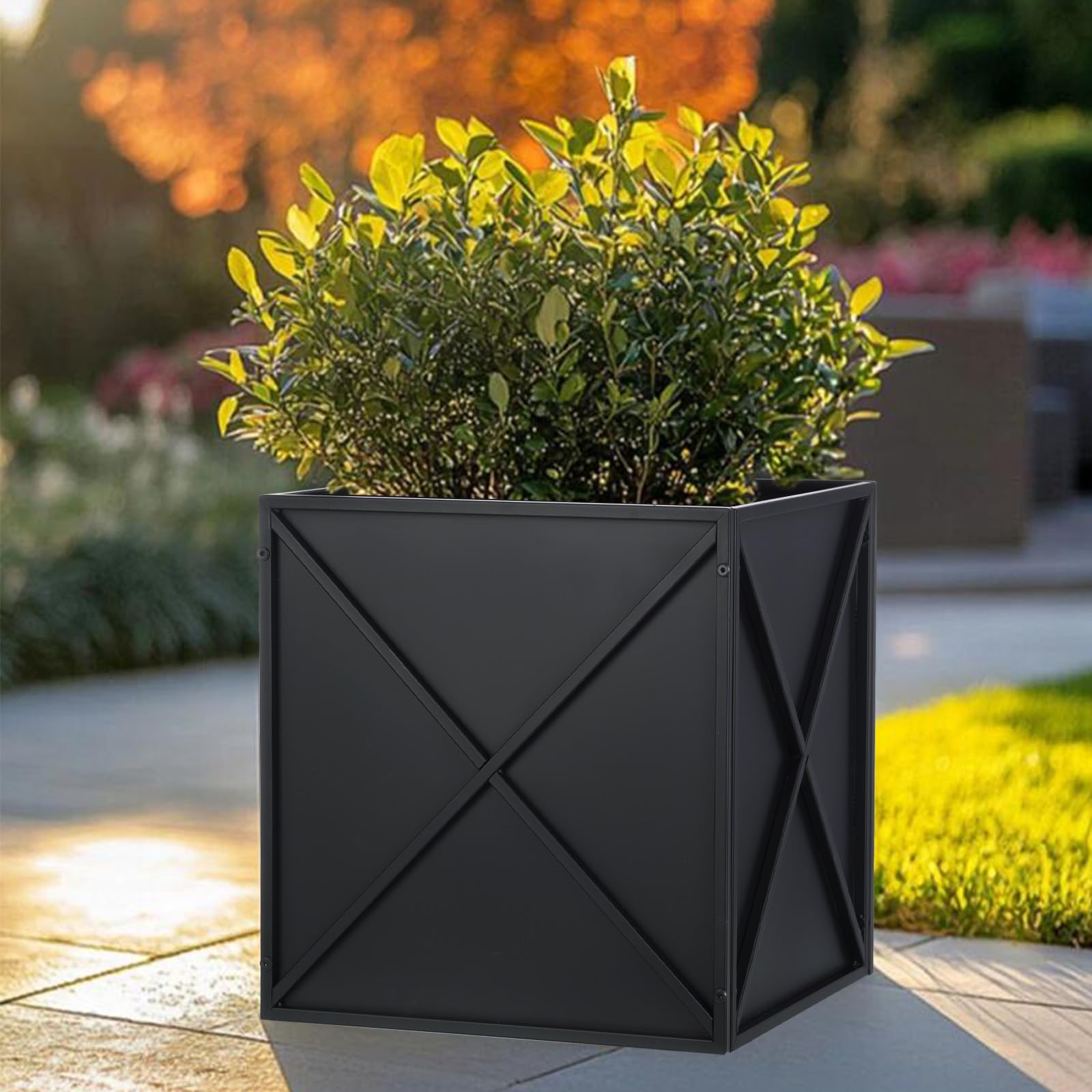 Snapklik.com : Metal Square Planter Box Tall Planters For Outdoor ...