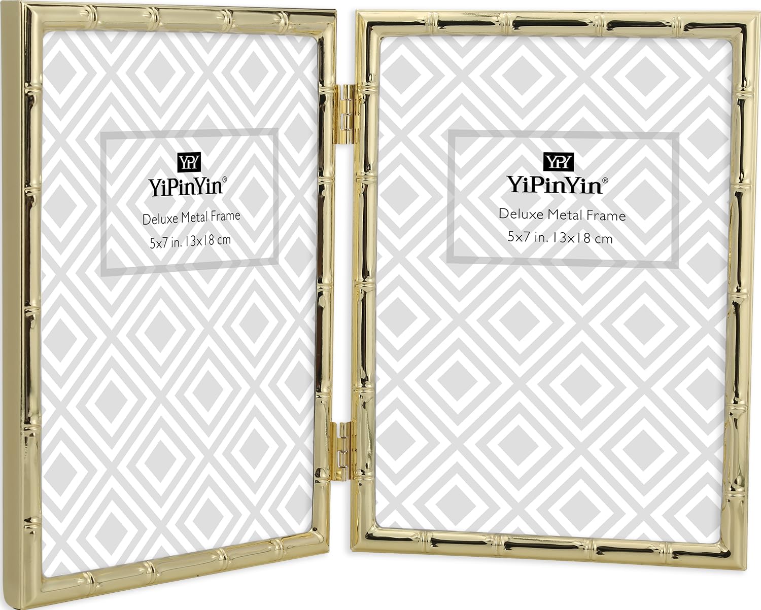 Amazon.com - YiPinYin 5x7'' Bamboo Detail Double Photo Frames, Gold ...