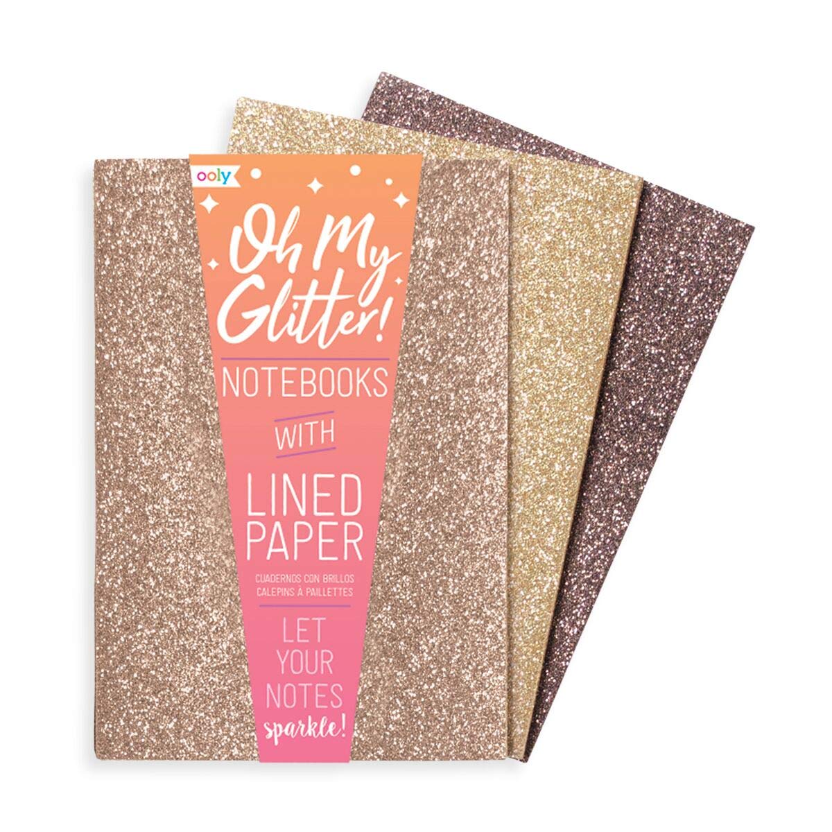 Oh My Glitter Notebooks - Set of 3 - Gold & Bronze: 0810078033257 ...