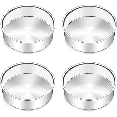 6 Inch Cake Tin, Round Layer Cake Tins Pans Set of 4, Stainless Steel ...