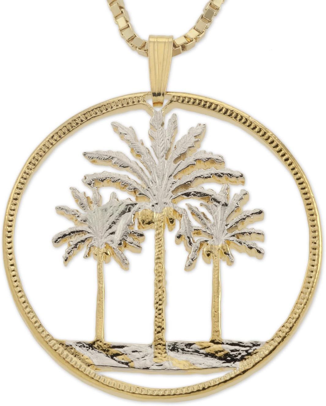Amazon.com: Palm Tree Pendant and Necklace, Iraq Palm Tree Coin Hand ...