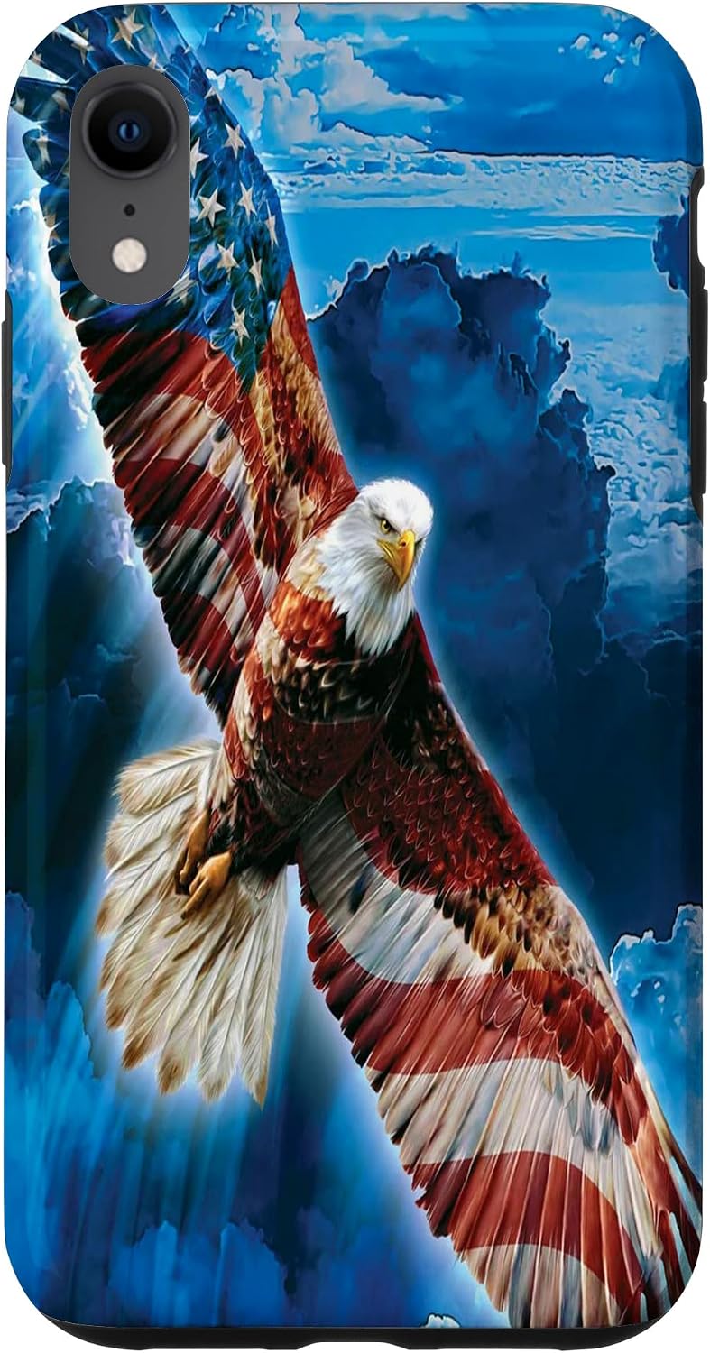 Amazon.com: iPhone XR American Flag Eagle Flying PC Case : Cell Phones ...