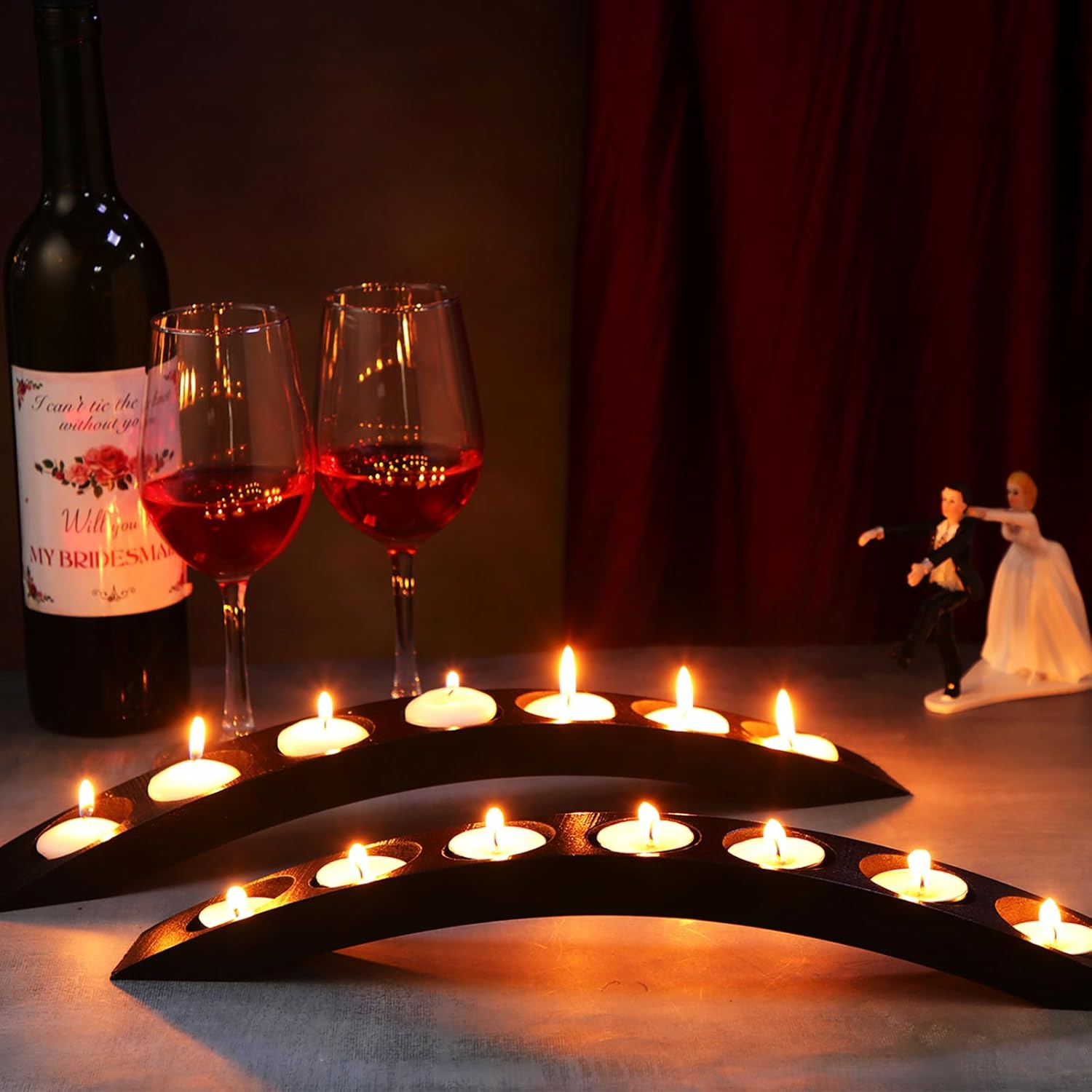 Amazon.com: Ripeng 2 Pcs Wooden Bridge Candle Holder Bridge Shaped ...