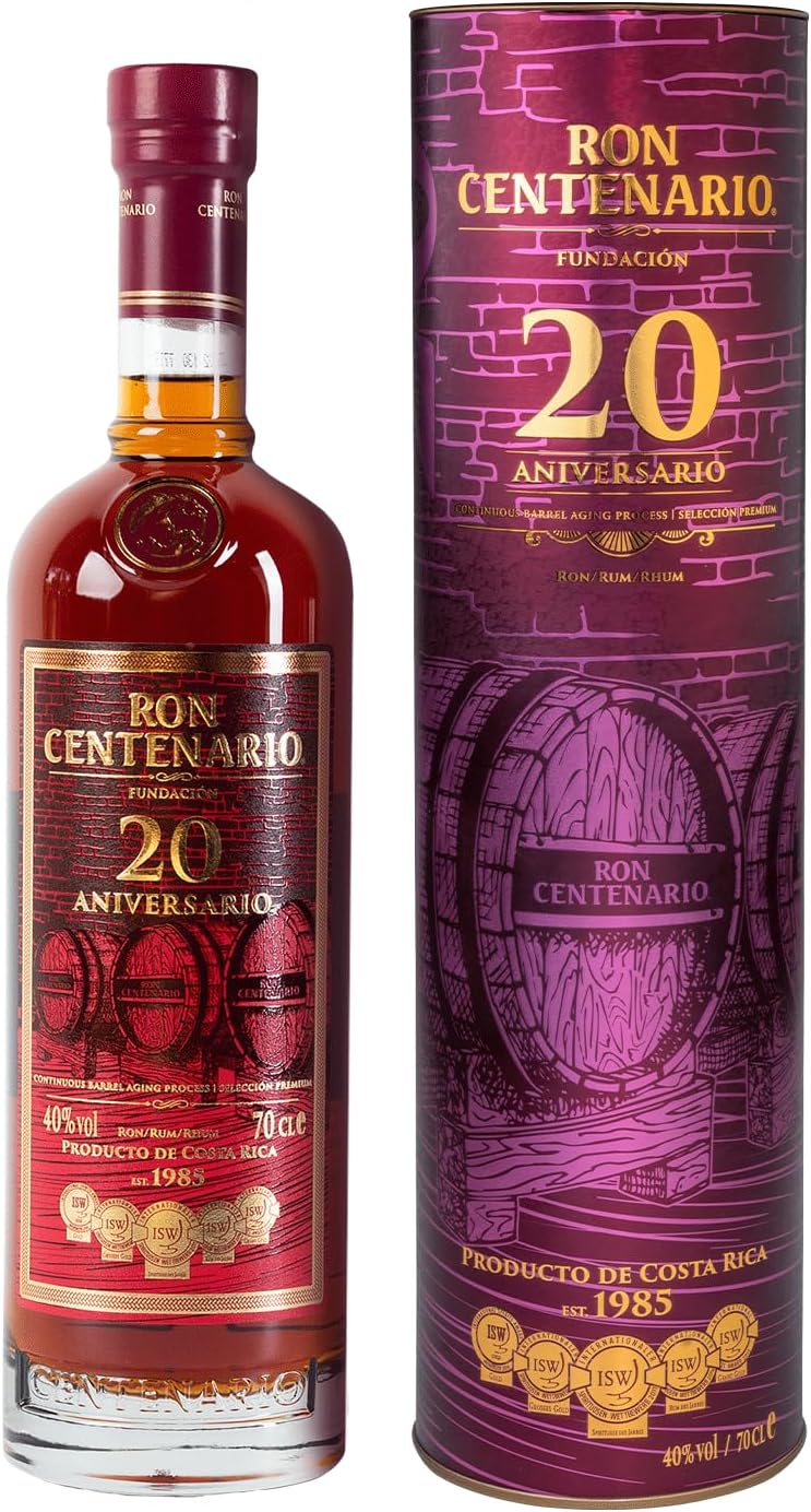Ron Centenario 20-Year Rum | 70cl, 40% ABV Aged Rum | Authentic Costa ...