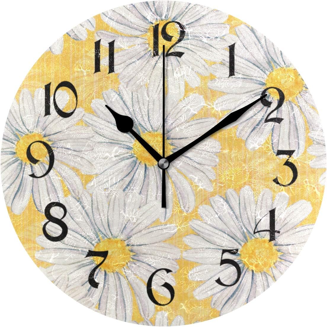 Amazon.com: Tarity Daisies Flowers Wall Clocks Battery Operated Silent ...