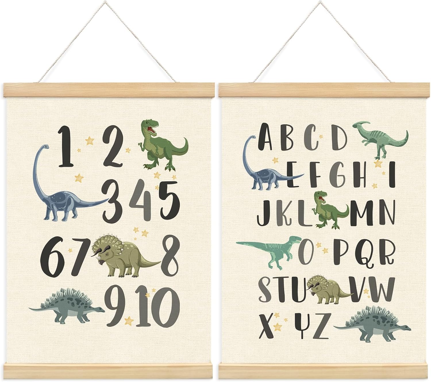 Amazon.com: XYDEG Dinosaur Alphabet Numbers Poster Hanger Frame Set of ...
