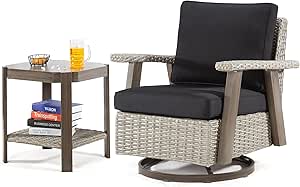 Amazon.com: Joyside Patio Chair with Side Table - Patio Wicker Furniture Set 2 Pieces, Outdoor ...