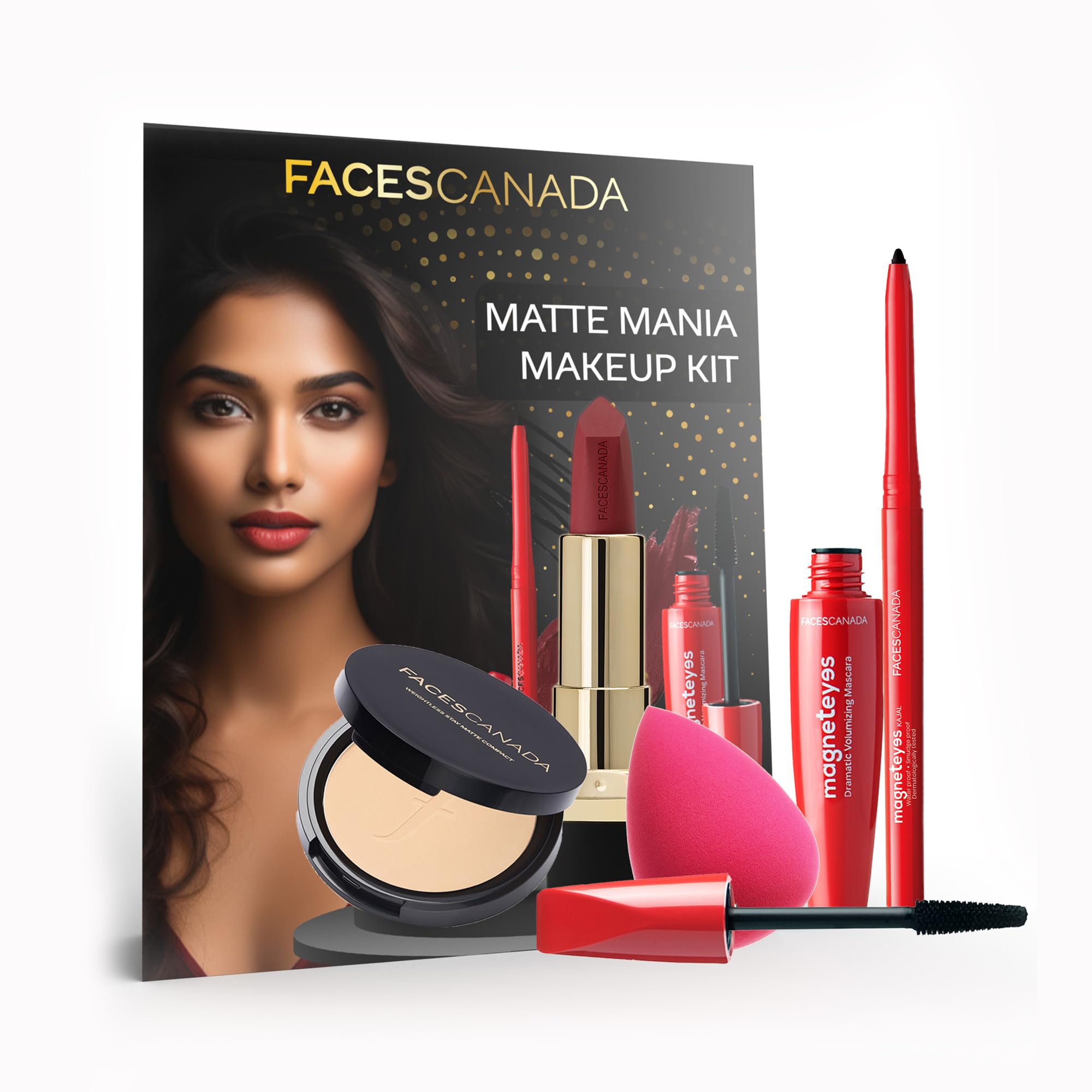FACES CANADA Matte Mania Makeup Kit - Kajal (0.35g) + Lipstick (4.2g ...
