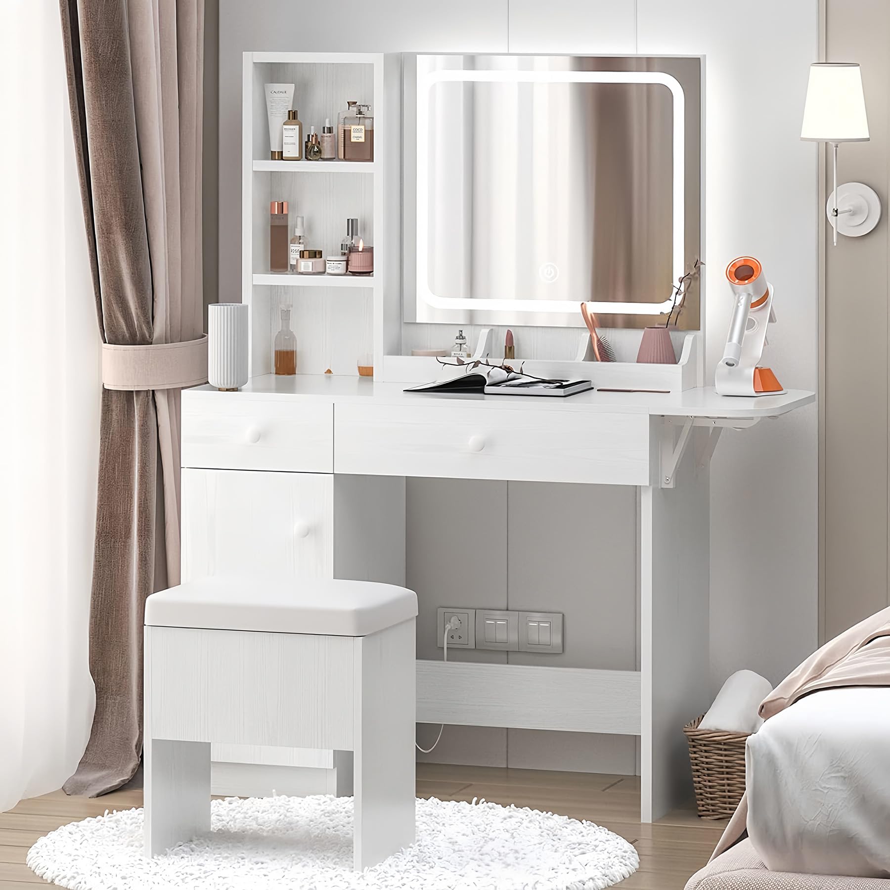 Tocador Vanity con Espejo Luz LED Mueble para Maquillaje Minimalista ...