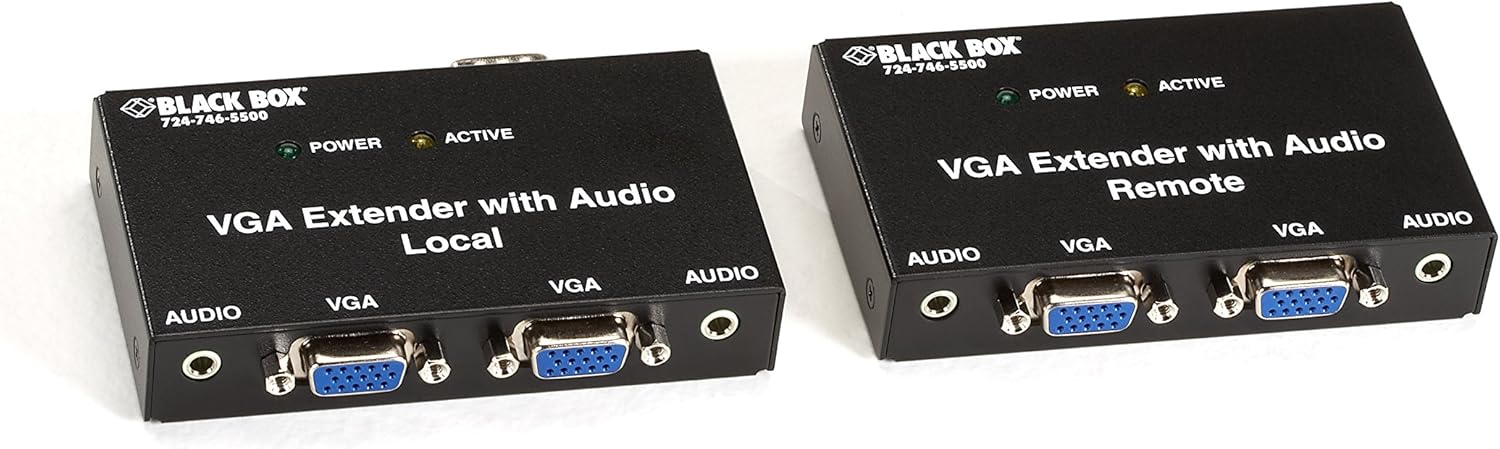 Amazon.com: Black Box VGA Extender Kit with Audio, 2-Port Local, 2-Port ...