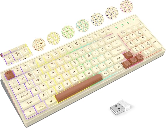 Amazon.com: KOLMAX BK98 Wireless Gaming Keyboard, Dual Mode 2.4G ...