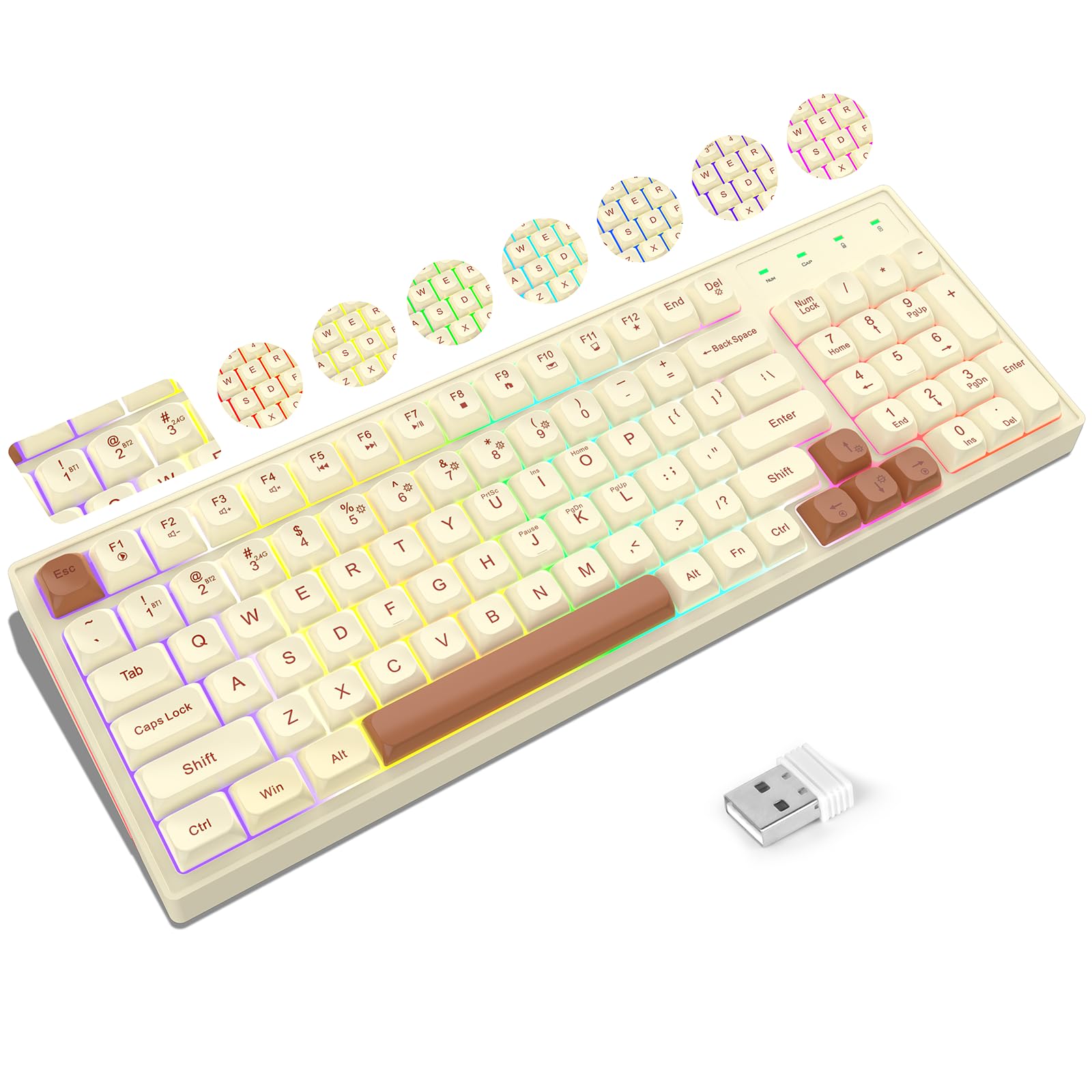 Amazon.com: KOLMAX BK98 Wireless Gaming Keyboard, Dual Mode 2.4G ...