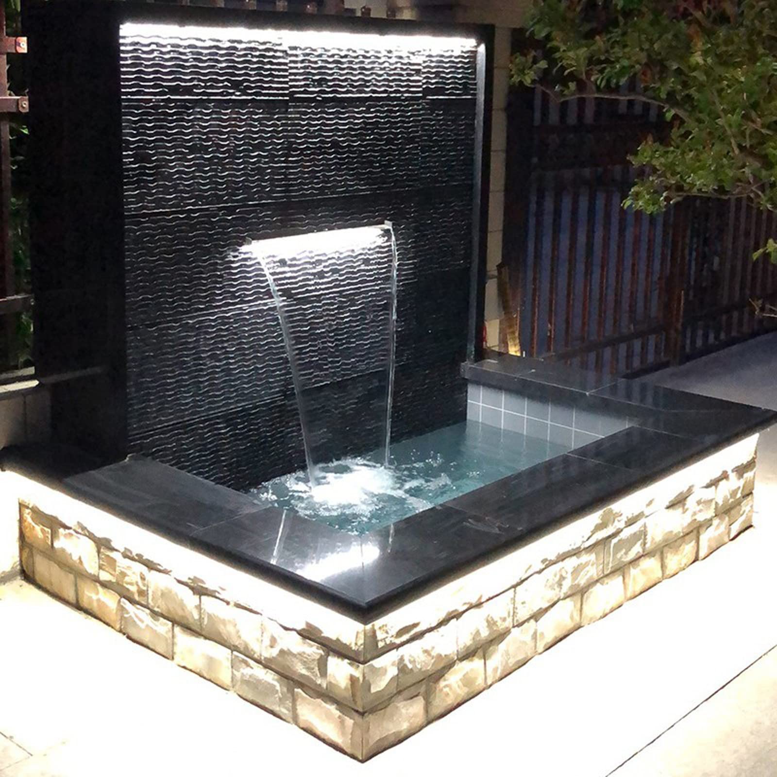 Cascade Falls Lighted Pond Pond Waterfall Cascade, Stainless Steel