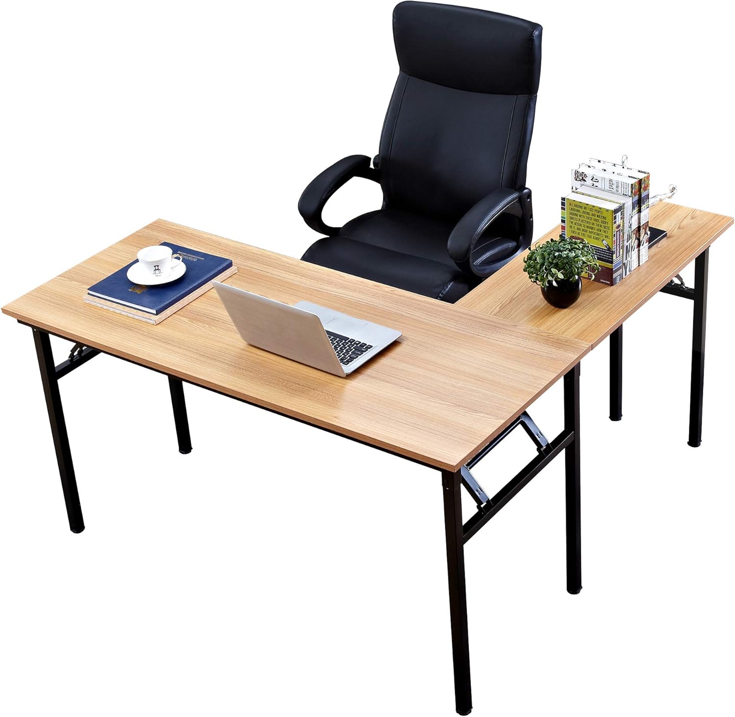 soges 140 * 140cm L-Shaped Folding Computer Desk, Folding Table, L Desk ...