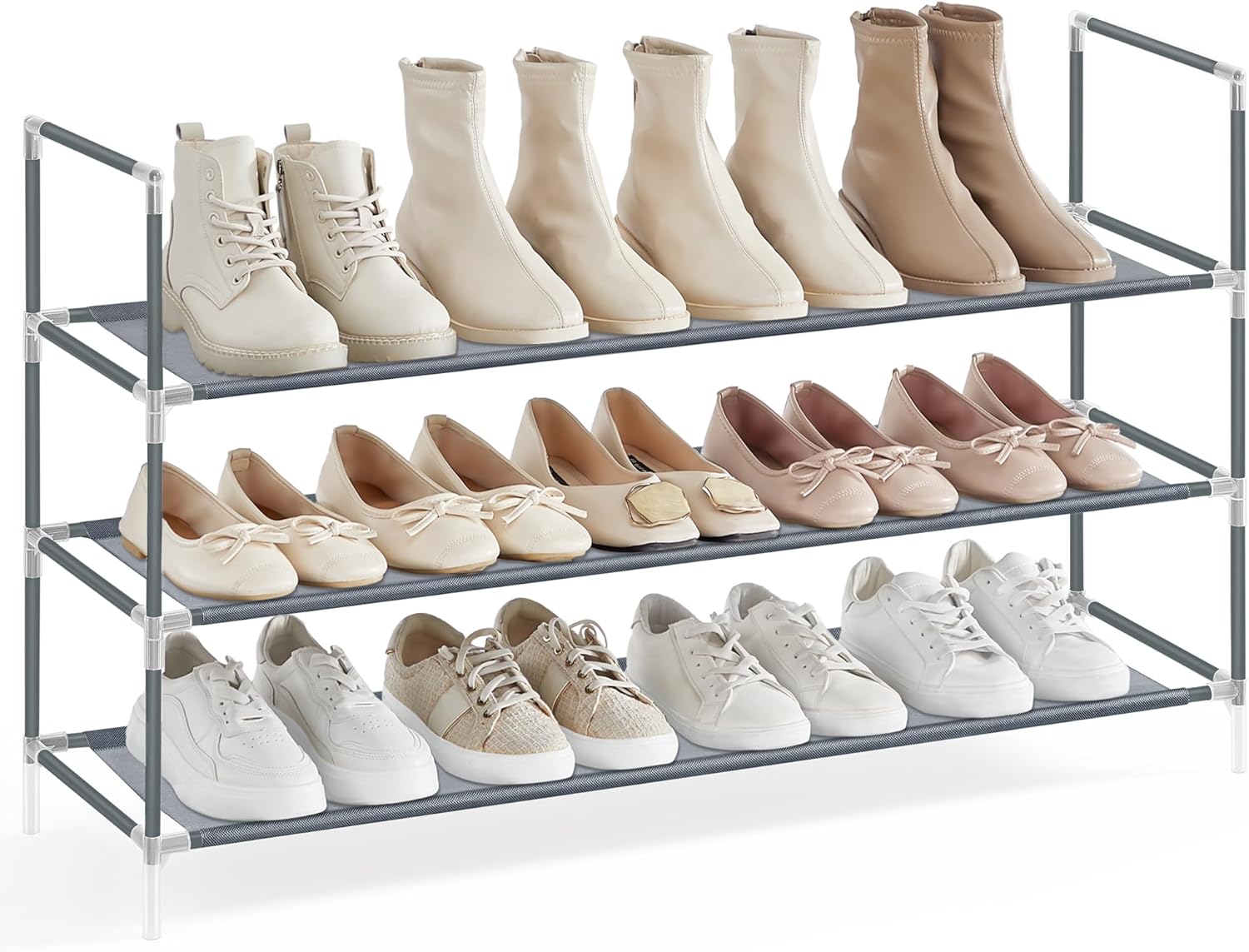 Amazon.com: SONGMICS 3-Tier Shoe Rack, Shoe Storage for Hallway Closet ...