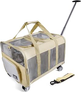 Furryilla Cat Transport Box with Wheels Large Cats for 2 Cats Dogs ...