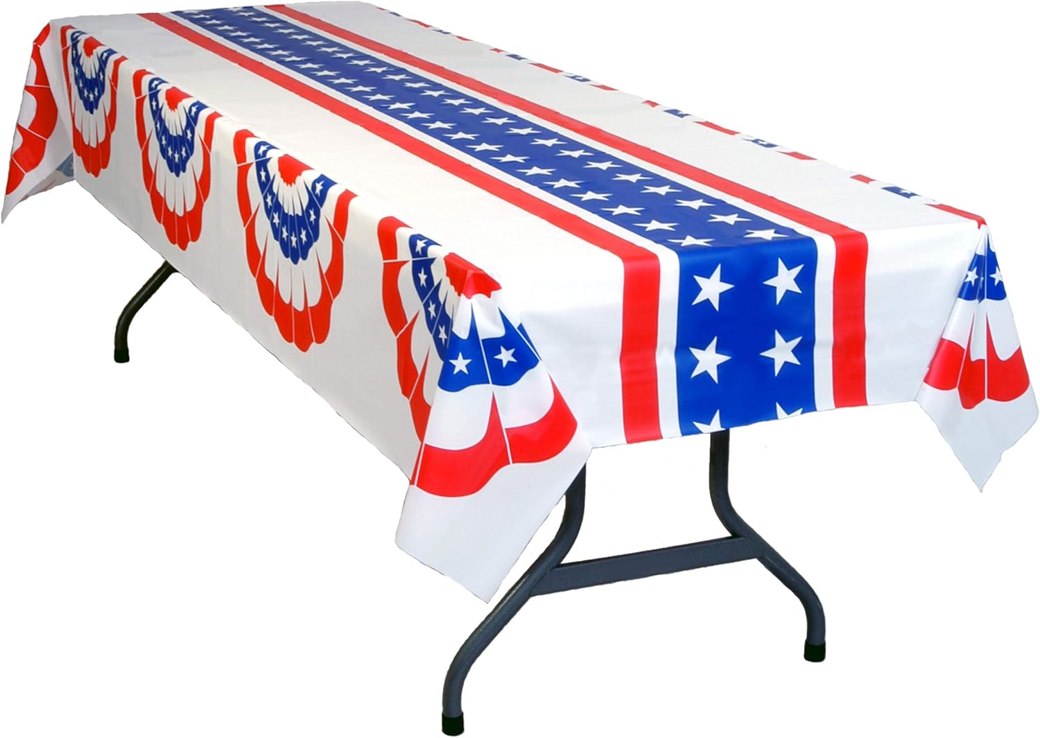 Amazon.com: Table Mate USA Patriotic Fan Drape Plastic Table Cloth ...