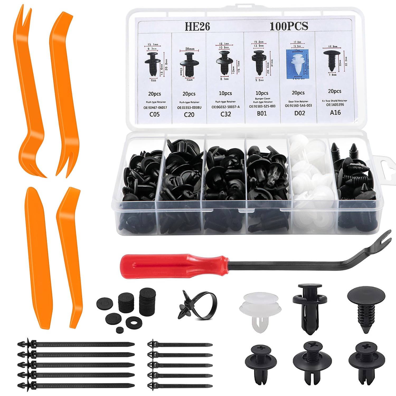 135 Pcs Car Retainer Clips, Plastic Car Body Trim Clips Kit, Car Fixing ...