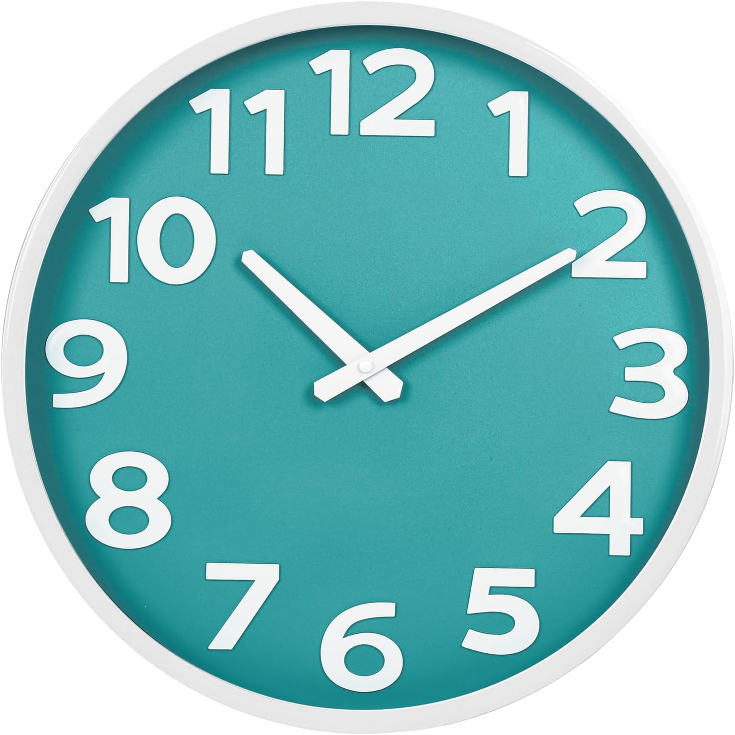 16 Inch Teal Large Wall Clocks Battery Operated Silent, Easy to Read ...