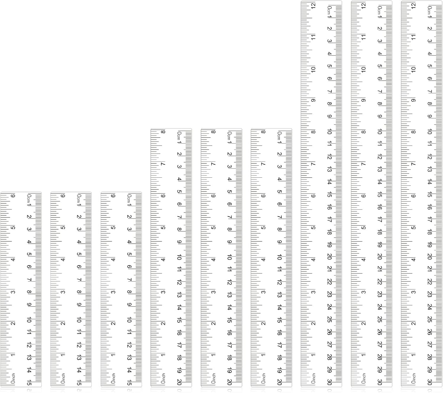 Amazon.com : 9 Pack Clear Plastic Ruler, 6 Inch 8 Inch 12 Inch Flexible ...