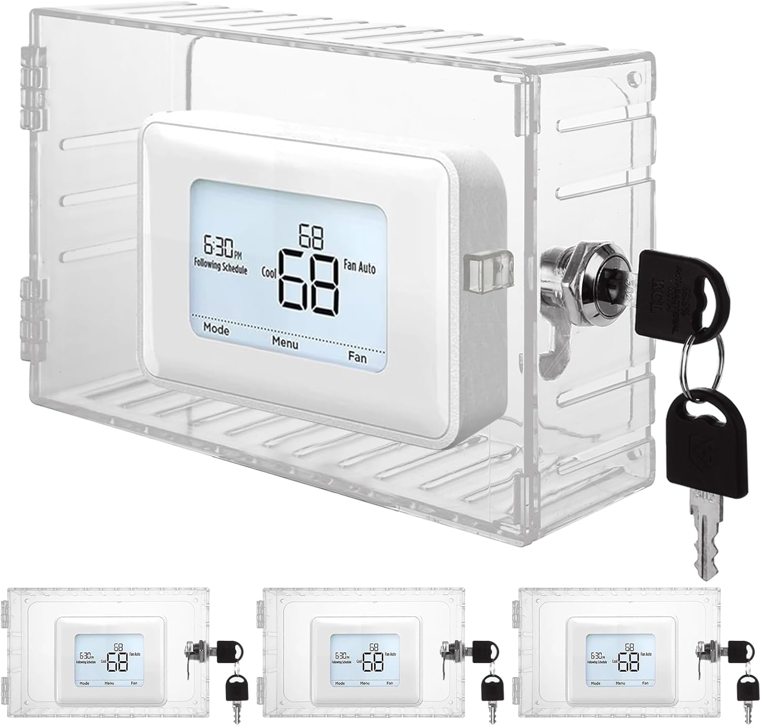 YAYODS 4 PCS Large Thermostat Lock Box with Key, Clear Thermostat ...